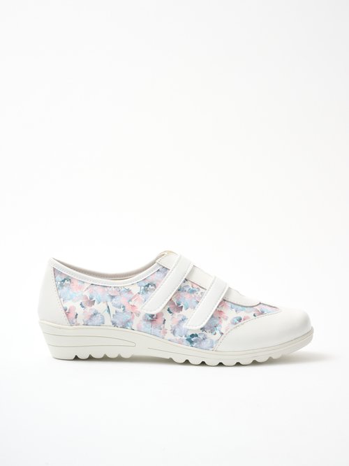 Leather Derby shoes with self-adjusting tab and wide fit PRINT Leather Derby shoes with self-adjusting tab and wide fit PRINT